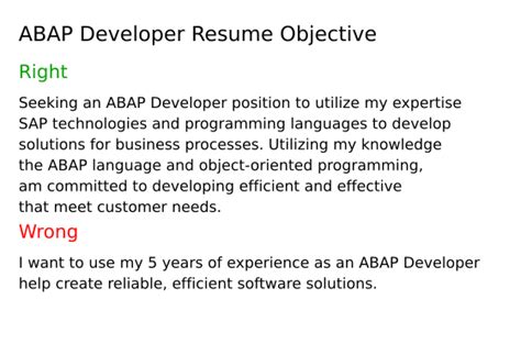 Top 18 ABAP Developer Resume Objective Examples ResumeCat