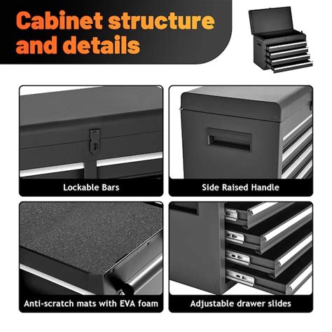 Lovmor Tool Chest 5 Drawer Rolling Tool Storage Cabinet With Detachable