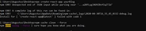 Javascript Npm Err Unexpected End Of Json Input While Parsing Near W2bflygjao9zbvyiqztld