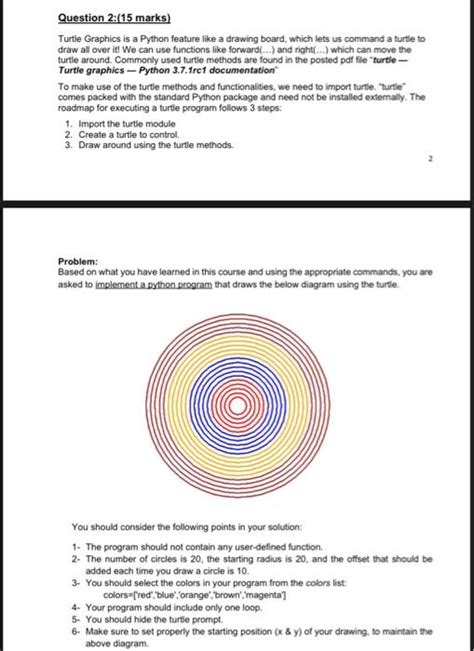 Solved Question 215 Marks Turtle Graphics Is A Python