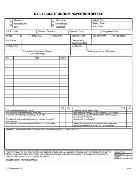 003 Construction Daily Reports Templates Report Form For Superintendent Daily Report Template