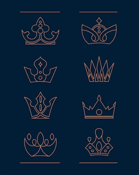 Premium Vector Insignia Crown Icons Flat Symmetric