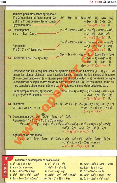 Ejercicios Resueltos Y Propuestos Sobre Factor Común Álgebra Baldor Opentor