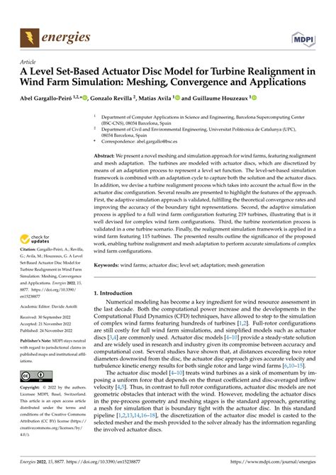 Pdf A Level Set Based Actuator Disc Model For Turbine Realignment In Wind Farm Simulation