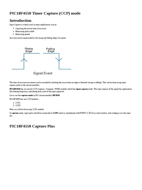 Pic18f4550 Timer Capture Ccp Mode Explained Pdf Timer