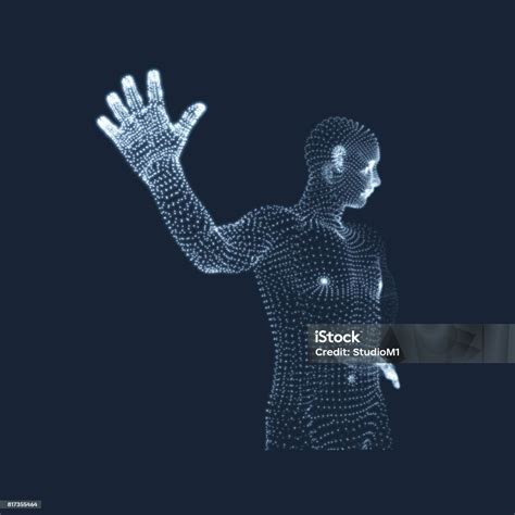 중지를 손으로 남자를 벡터 인간의 표시 중지 제스처입니다 남자의 3 차원 모델입니다 3 차원 벡터 그림입니다 3차원 형태에 대한 스톡 벡터 아트 및 기타 이미지 Istock