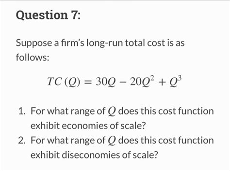 solved question 6 for each of the total cost functions