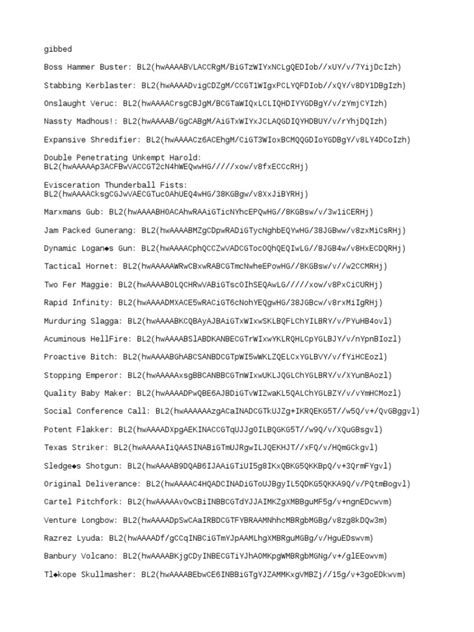 Borderlands 2 Gibbed Codes Pdf Leisure Sports