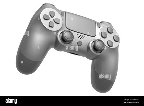 Realistic Video Game Joystick With Metallic Chrome Texture Isolated On White Background 3d