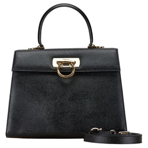 Salvatore Ferragamo Gancini Handbag Black Leather Refjc1598705 Sold