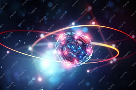 분해된 배경에 있는 원자의 추상적인 3d 모델 화학 과학 배너를 위한 원자 구조 프리미엄 Ai 생성 이미지