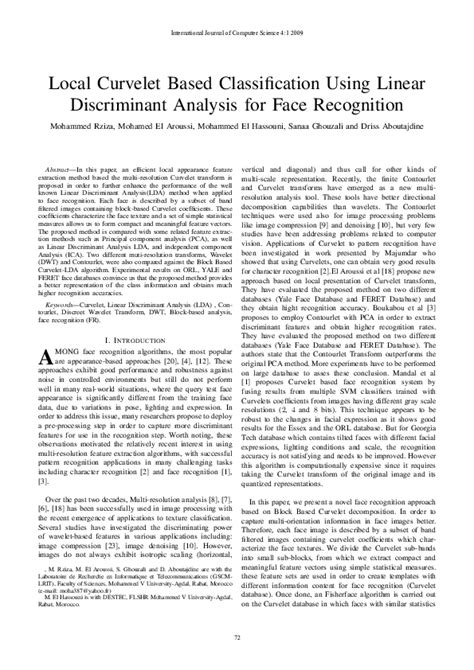 Pdf Local Curvelet Based Classification Using Linear Discriminant