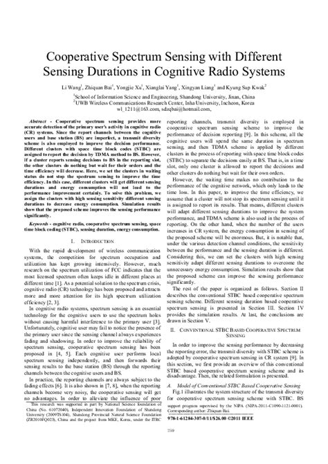 Pdf Cooperative Spectrum Sensing With Different Sensing Durations In
