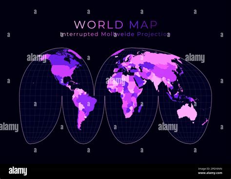 World Map Goodes Interrupted Mollweide Projection Digital World