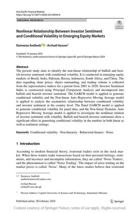 Nonlinear Relationship Between Investor Sentiment And Conditional