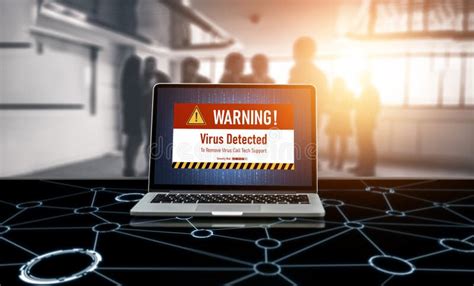 Virus Warning Alert On Computer Screen Detected Modish Cyber Threat
