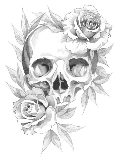 Skull And Roses Pencil Drawing By Matthewhackart On Deviantart