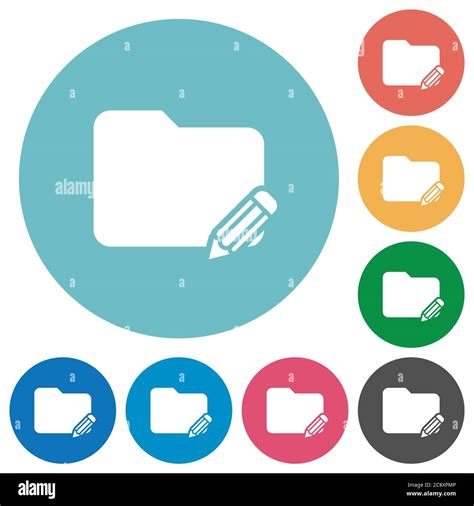 Flat Edit Folder Icon Set On Round Color Background Stock Vector Image Art Alamy