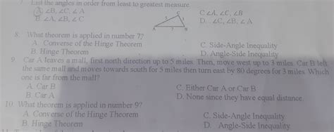 solved 7 list the angles in order from least to greatest measure a ∠