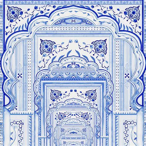 Dilli Darbar Indian Palace Theme Wall Wallpaper Blue Color Life N Colors