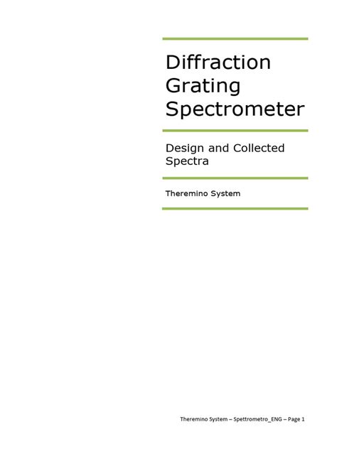 Diffraction Grating Spectrometer Theremino System Pdf