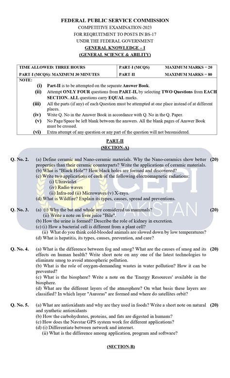 Css Past Papers General Science And Ability 2023 Cepi Pakistan