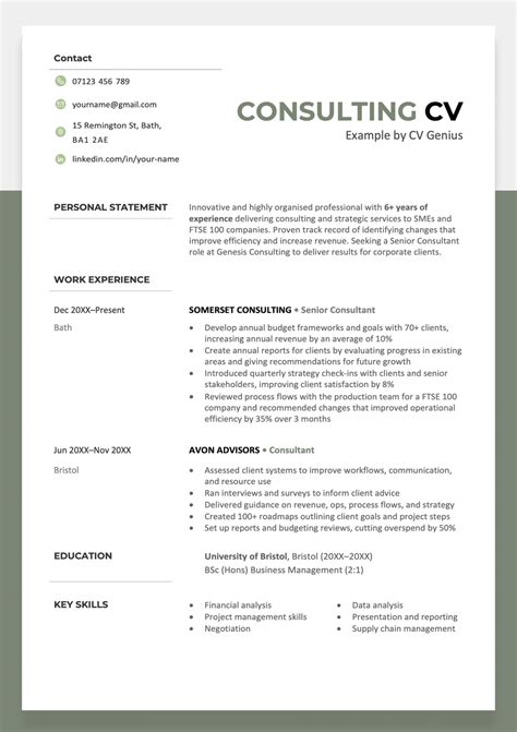 Consulting Cv Examples And Writing Tips For 2024
