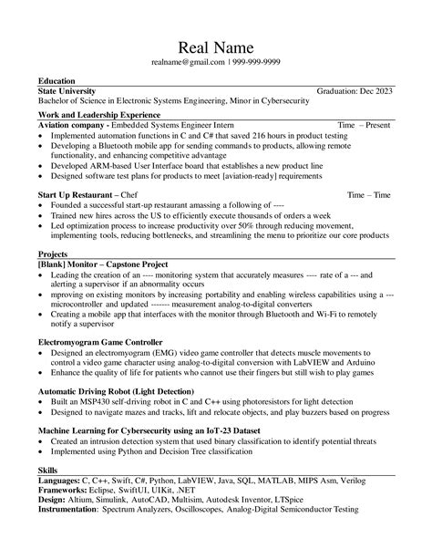 Embedded Engineer Jobs Entry Level Resume Skills For Embedded System