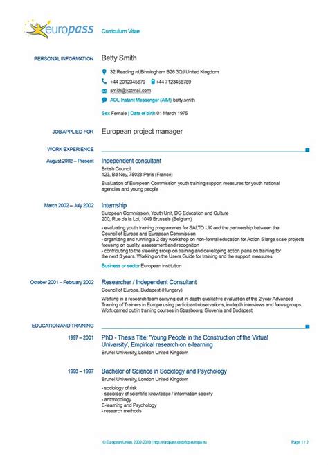 What Is A Europass Cv Examples Template And Usage In 2023 Enhancv