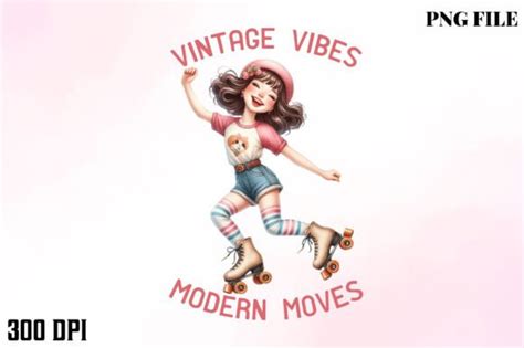 Retro Roller Skating Girl Clipart Graphic By Pixels Craft · Creative