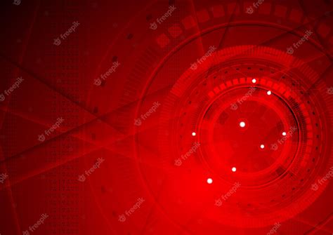Premium Vector Red Tech Geometric Background With Hud Gear Shape Vector Abstract Graphic Design