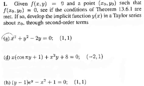 solved 1 given f x y 0 and a point x0 y0 such that