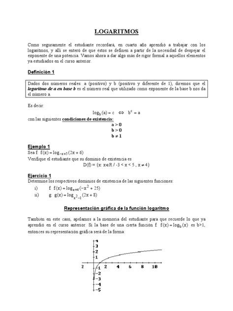 Propiedades De La Logaritmacion Pdf Logaritmo Exponenciación