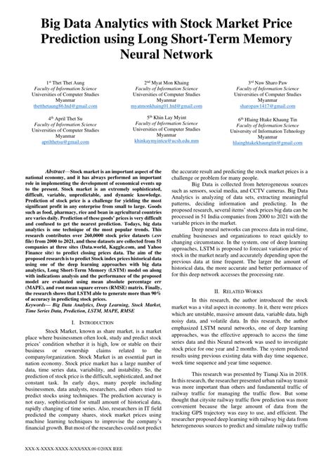 Pdf Big Data Analytics With Stock Market Price Prediction Using Long