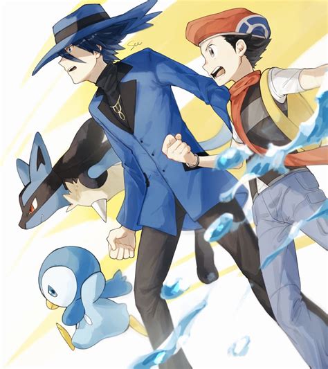 Sakurada Huwari Lucario Lucas Pokemon Piplup Riley Pokemon