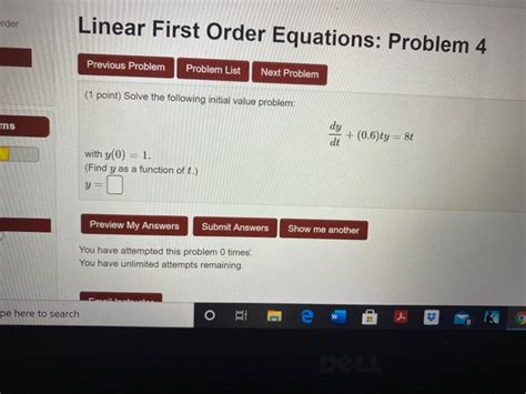 Solved Order Linear First Order Equations Problem 4