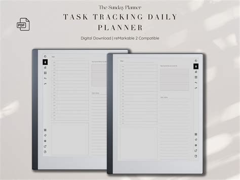 Remarkable Digital Template Daily Task Tracking Planner Undated To Do List For RM Schedule