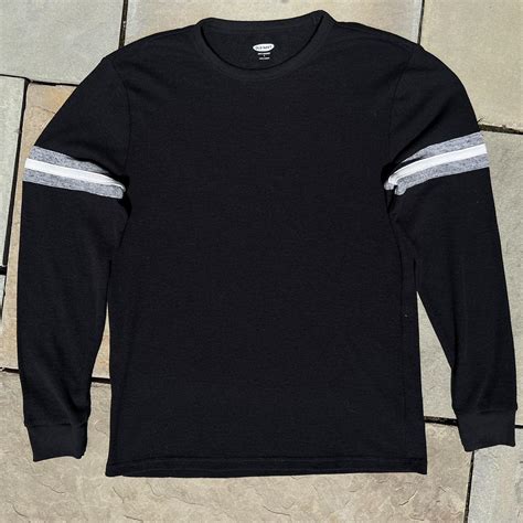 Black Waffle Knit Thermal W Cut And Sew Stripe Depop