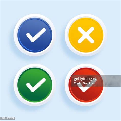 Colorful Checkmarks And Cross Symbols Icon Set On Light Background High Res Vector Graphic