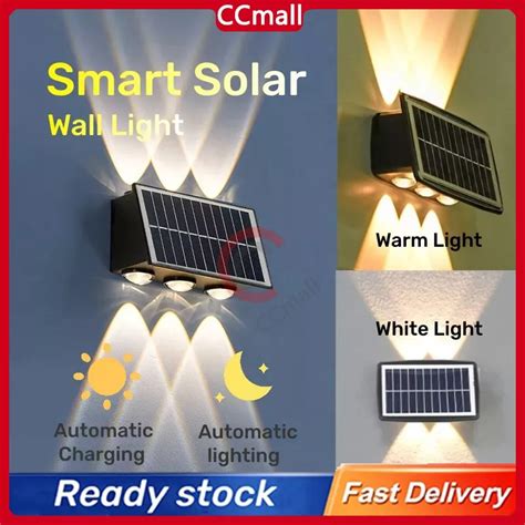 Solar Wall Light 6 LED Sensor Lampu Solar Outdoor Waterproof Lighting Bright Dim Light Two Mode