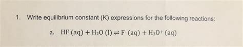 Answered Write Equilibrium Constant K Bartleby