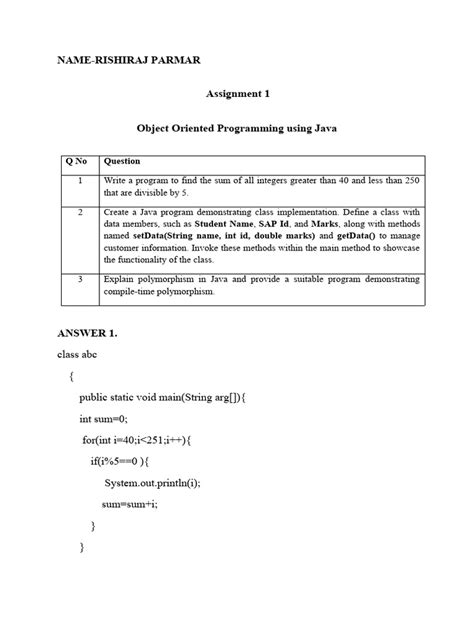 Oop Using Java Assignment 1 Cmplt Pdf Method Computer Programming