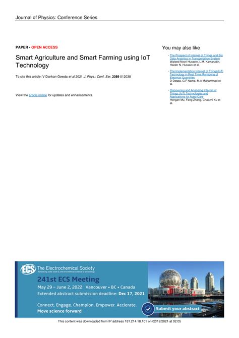 PDF Smart Agriculture And Smart Farming Using IoT Technology