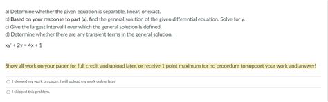 Solved A Determine Whether The Given Equation Is Separable