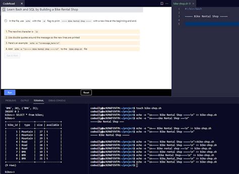 issue with learn bash and sql by building a bike rental shop backend