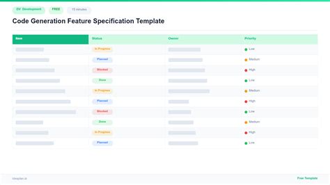 Code Generation Feature Specification Template
