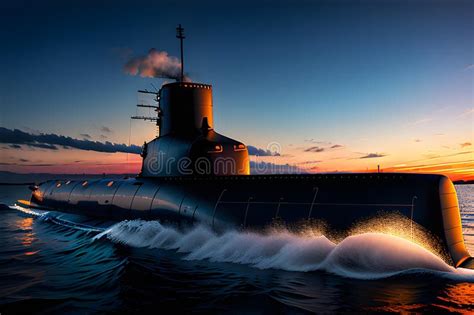 Submarine On Sea Illustratio Stock Illustration Illustration Of