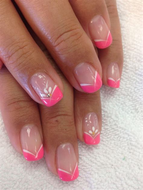 Nails Vacation Nails Pink French Hot Pink Nails With Design Summer