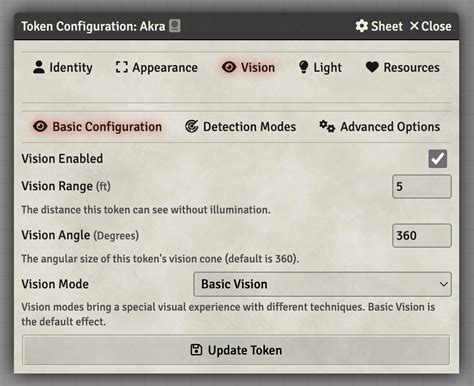 Add Brief Descriptions To The Vision Range And Vision Angle Token