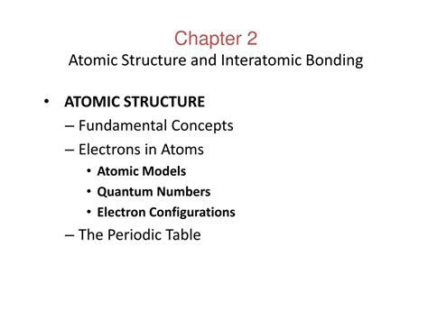 Ppt Chapter 2 Atomic Structure And Interatomic Bonding Powerpoint